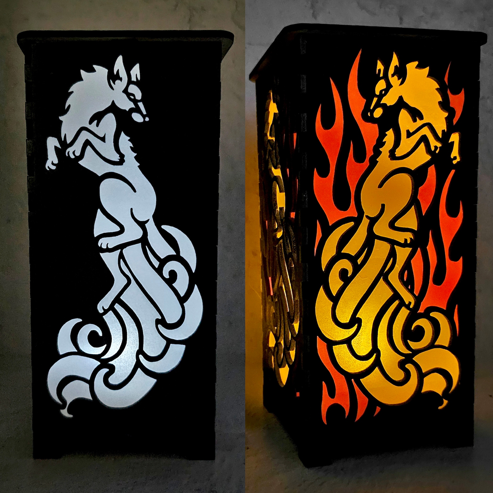 Fox Handmade Lantern With Tealight Nine Tailed Fox With Flames or Plain ...