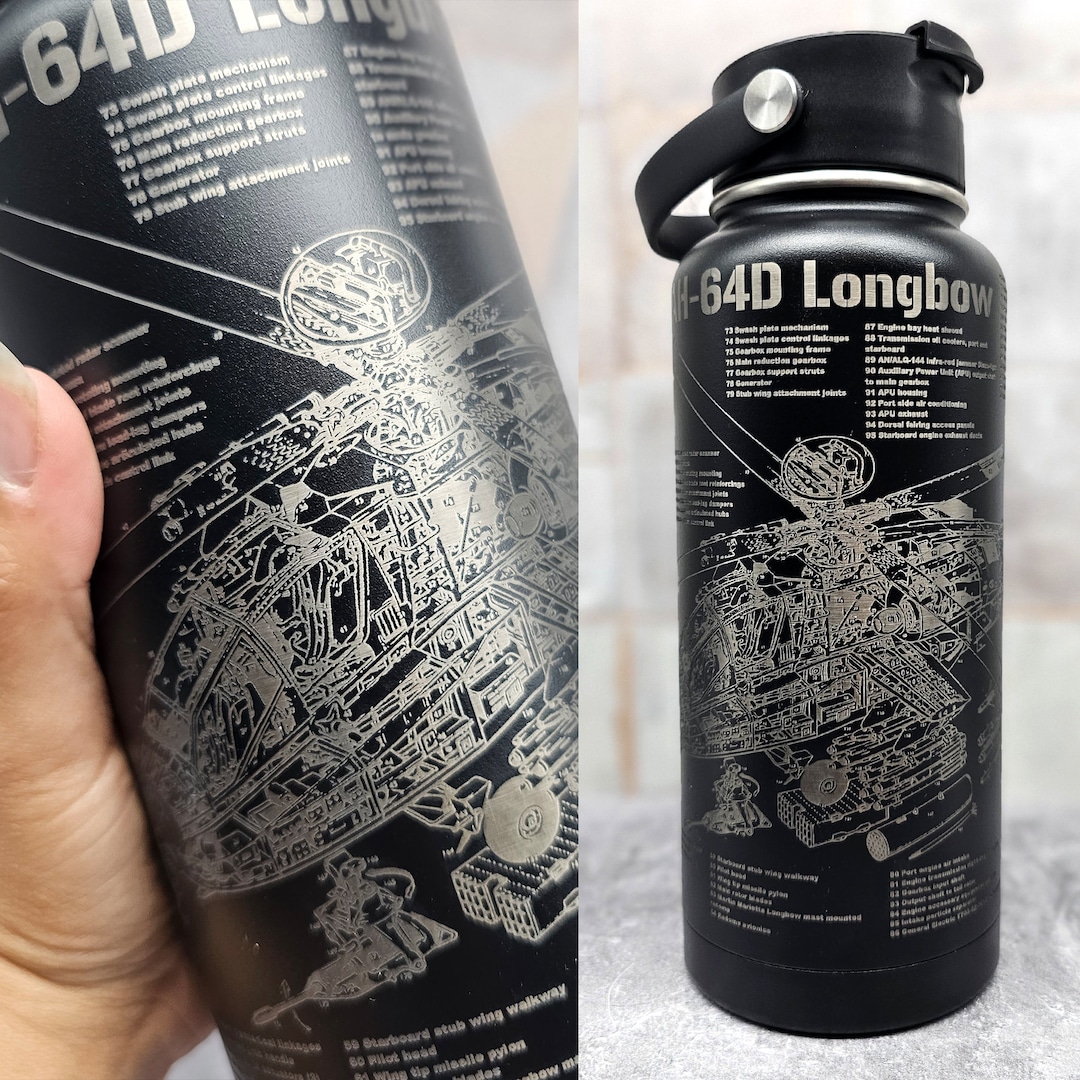 AH-64D Longbow Apache Helicopter Military Aircraft Blueprint Engraved ...