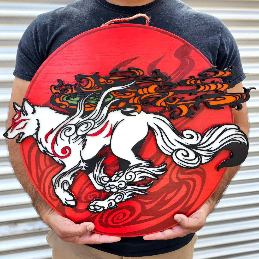 White Wolf God Running Okami Handmade Wall Piece - Etsy