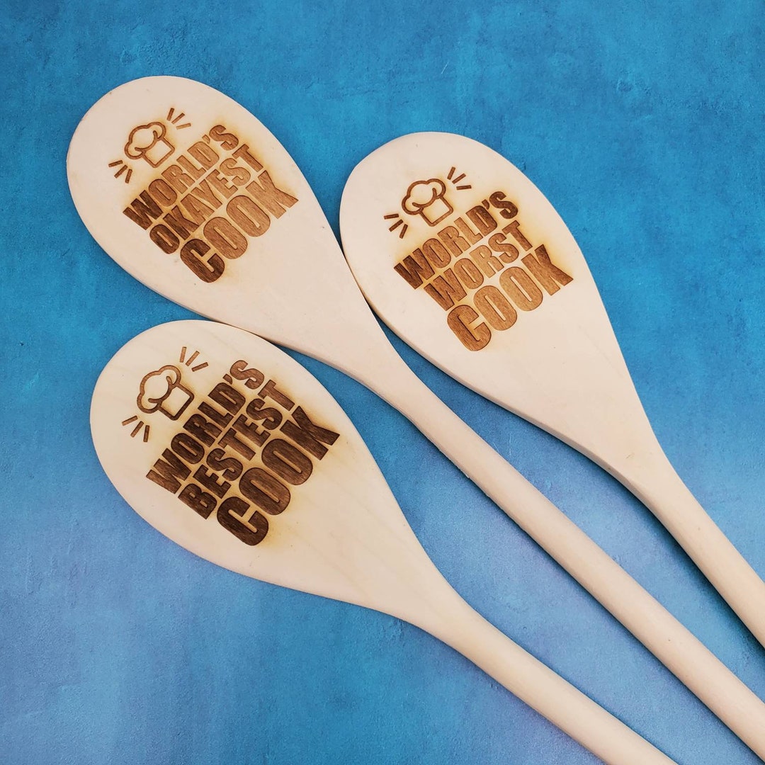 World's Bestest - Okayest - Worst Cook - Laser Engraved Rubberwood ...