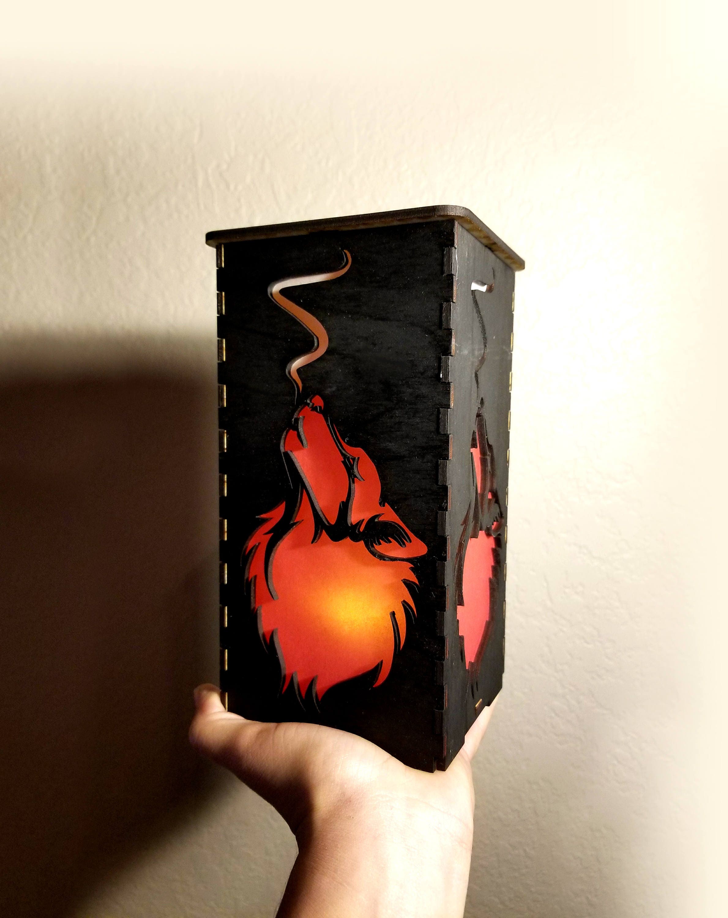 Howling Wolf Handmade Lantern with Custom Colors | Etsy