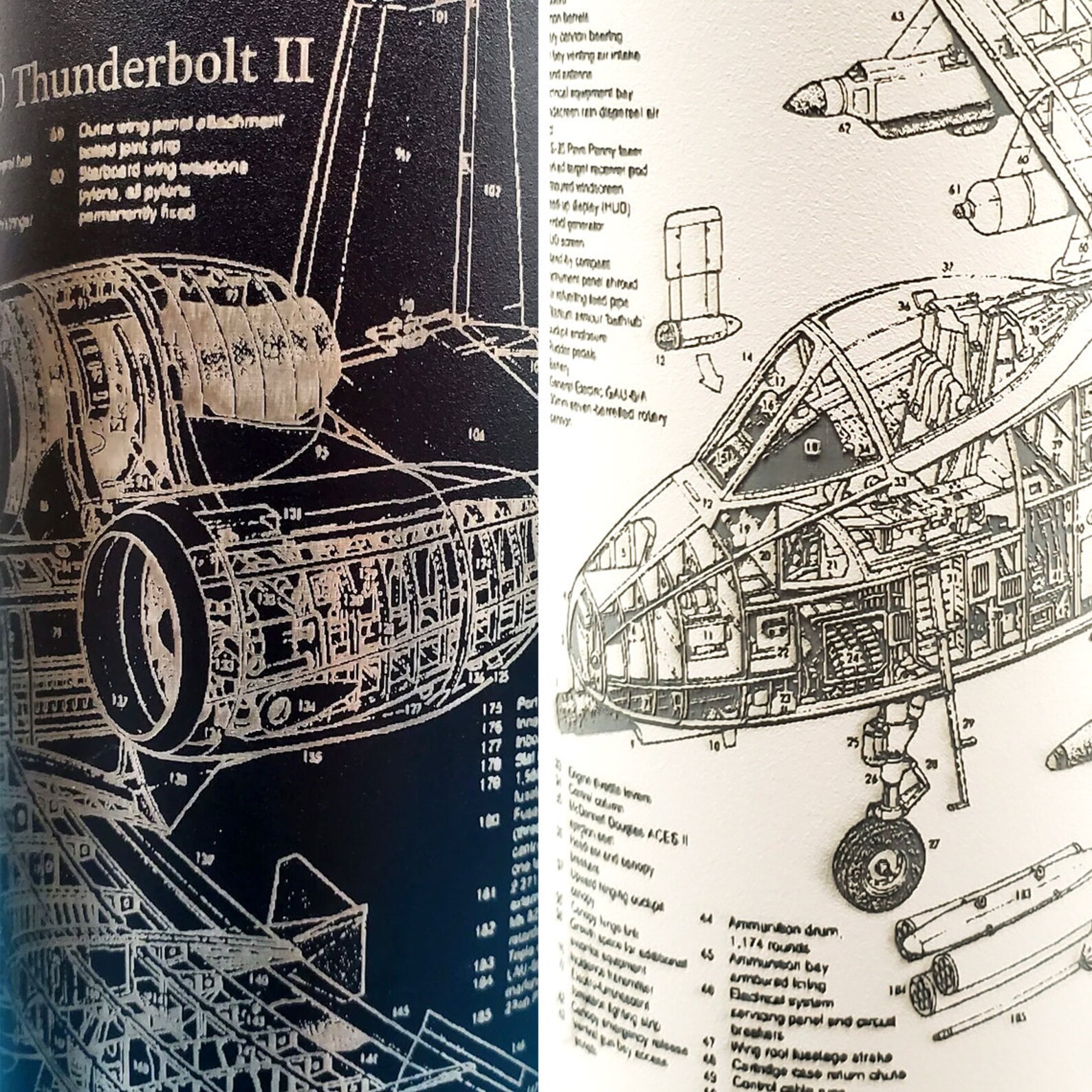 A-10 Military Aircraft Blueprint Engraved on Black or White - Etsy