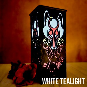 Japanese Kitsune Fox Mask Handmade Laser Cut Lantern With LED Tealight ...