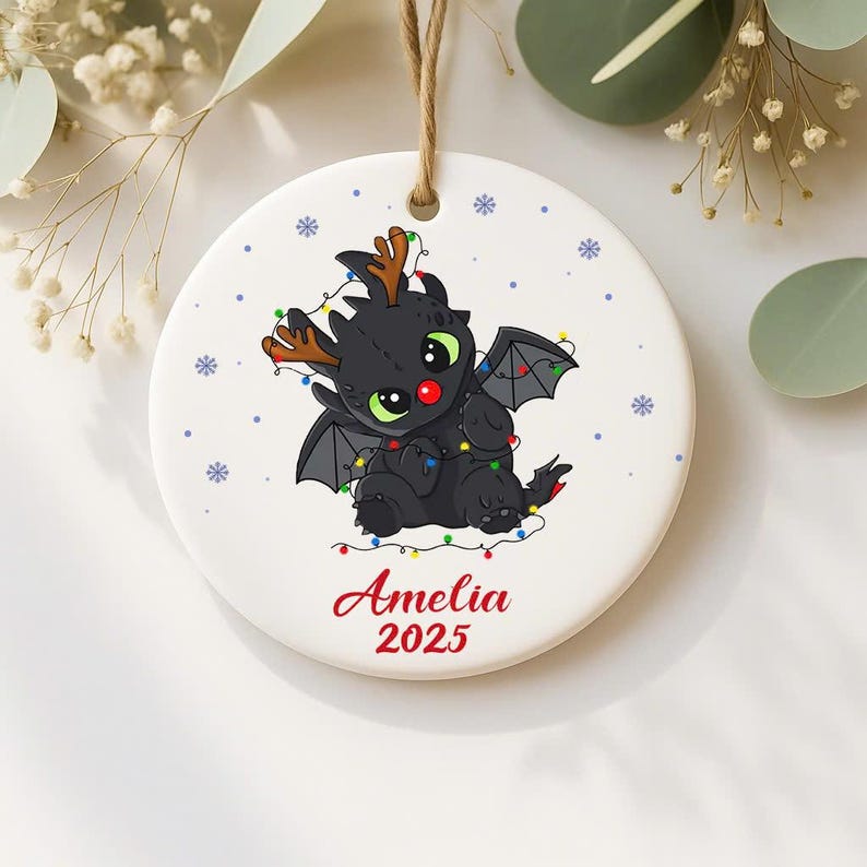 Custom Cute Toothless Christmas Ornament, How to Train Your Dragon ...