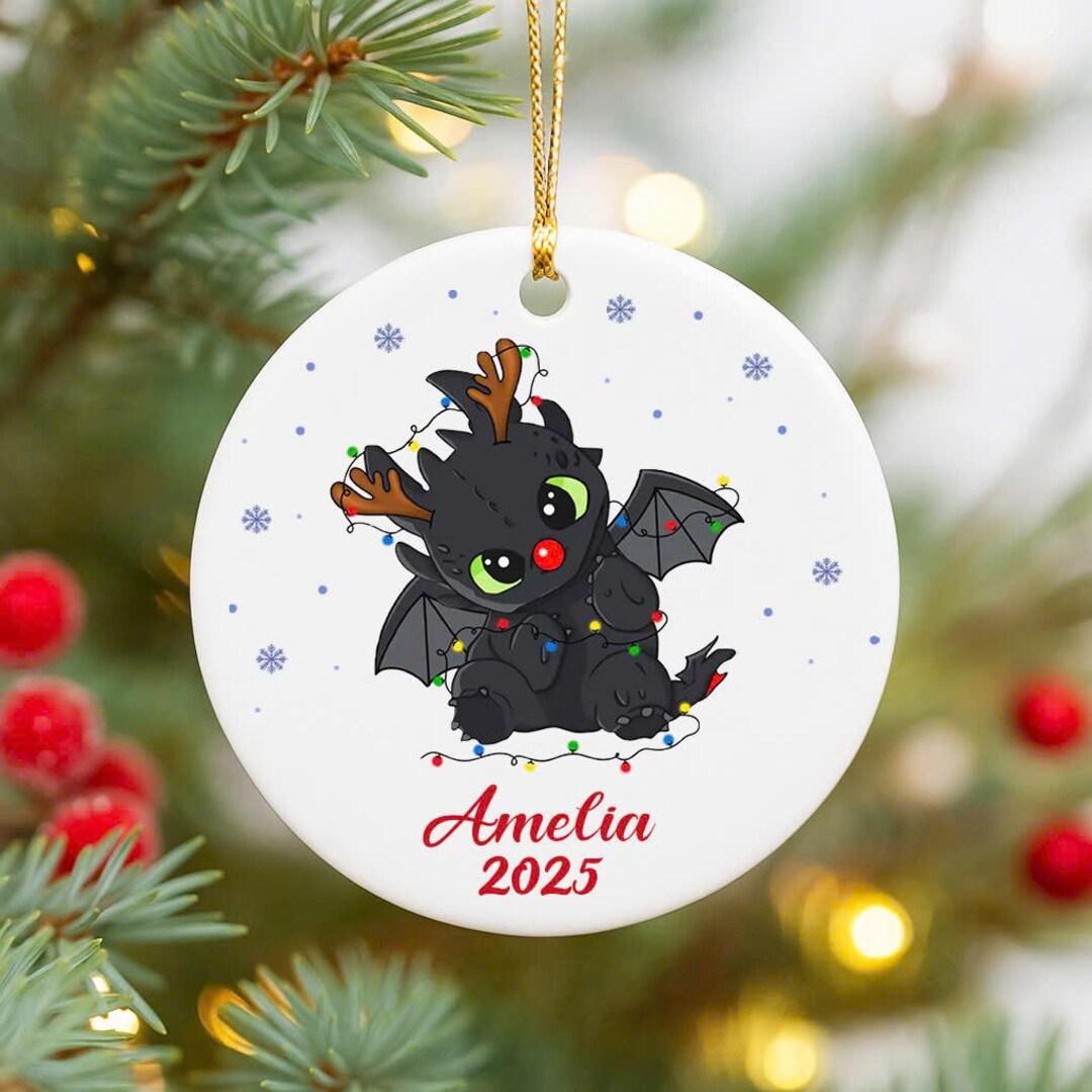 Custom Cute Toothless Christmas Ornament, How to Train Your Dragon ...