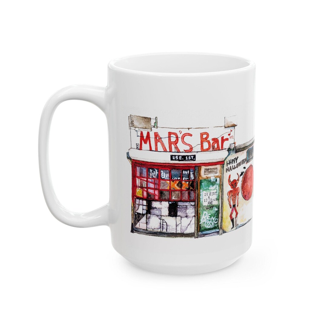 NYC Mars Bar Happy Halloween Graffiti Design Ceramic Mugs (11oz, 15oz ...