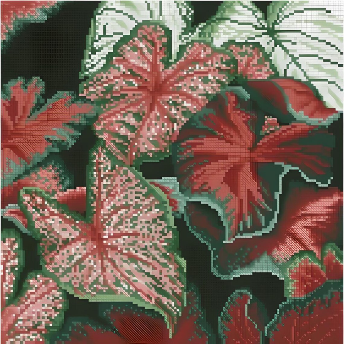 Caladium Cross Stitch Pattern - Digital PDF Download - Etsy