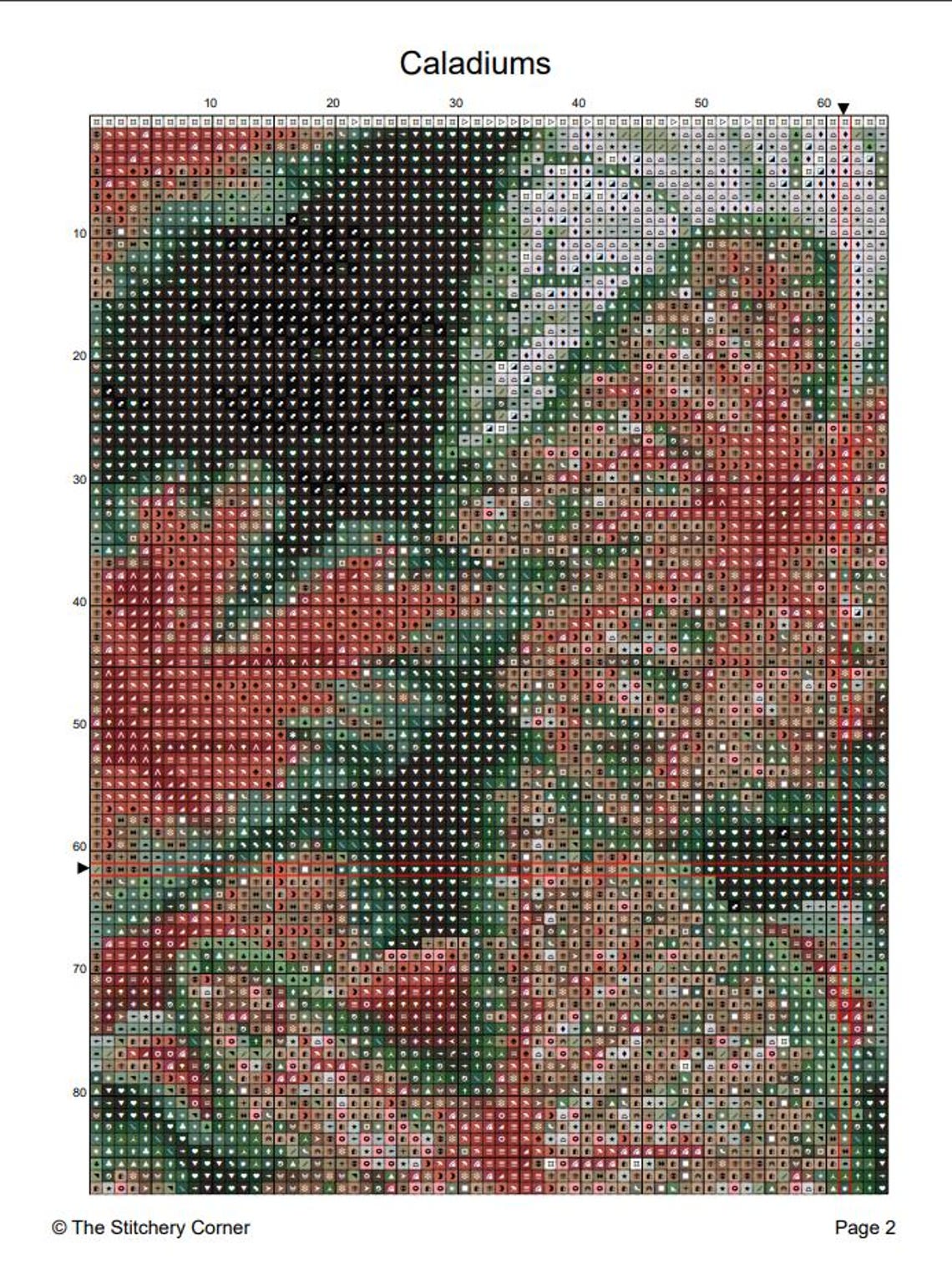 Caladium Cross Stitch Pattern - Digital PDF Download - Etsy
