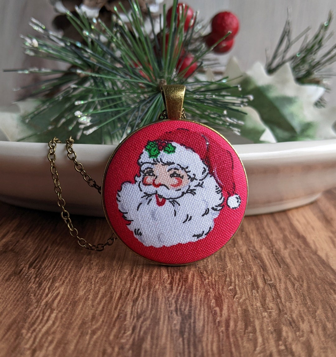 Christmas Necklace, Retro Santa Necklace, Kitschy Christmas Jewelry ...