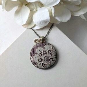 Burgundy Antique Lace Necklace With Letter, Cotton, 13th Anniversary ...