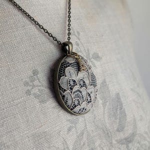 Vintage Lace Pendant, Personalized Initial Necklace, 13th Lace ...