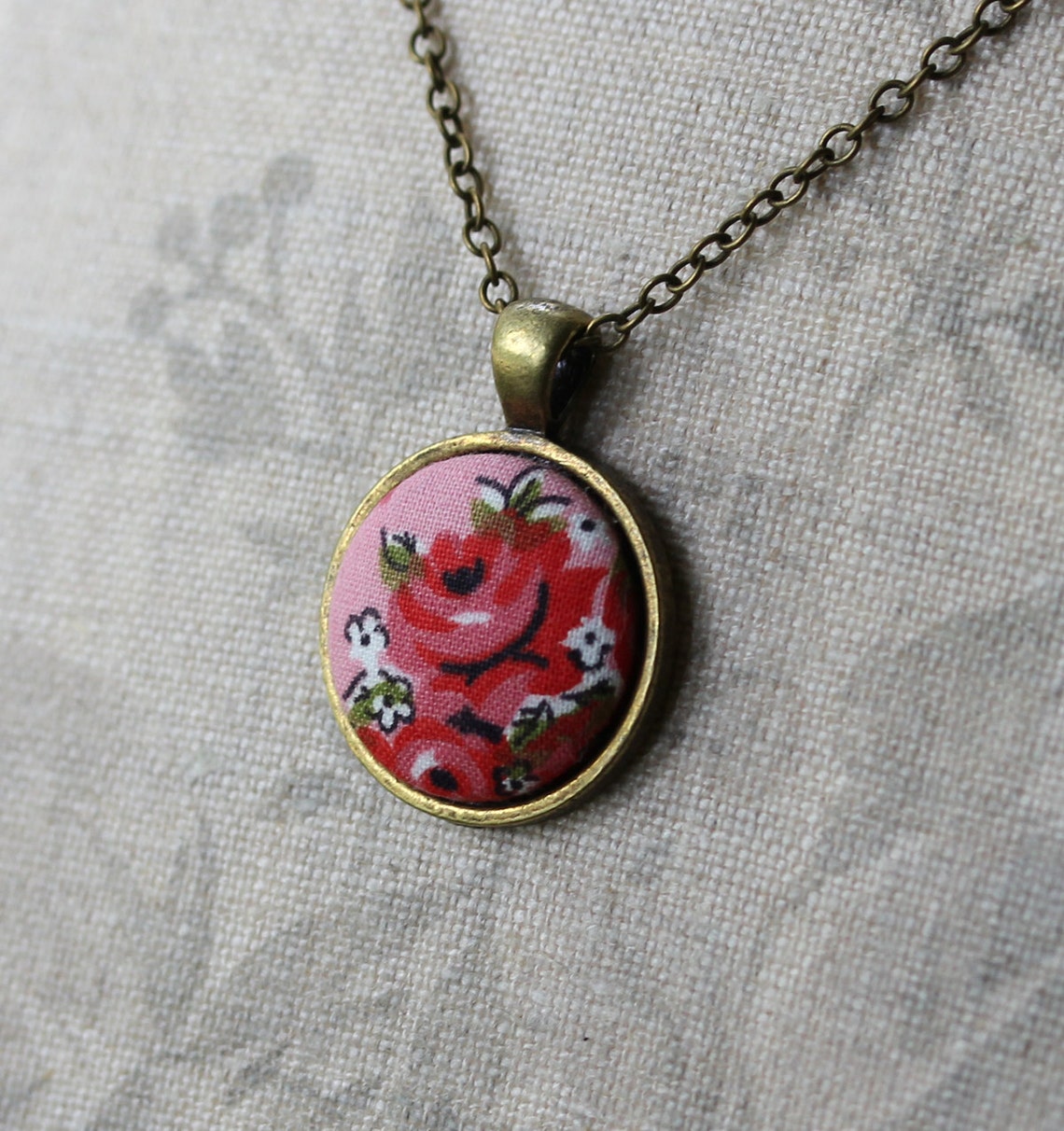 Red Rose Necklace Cute Small Pendant Boho Wedding Pink - Etsy