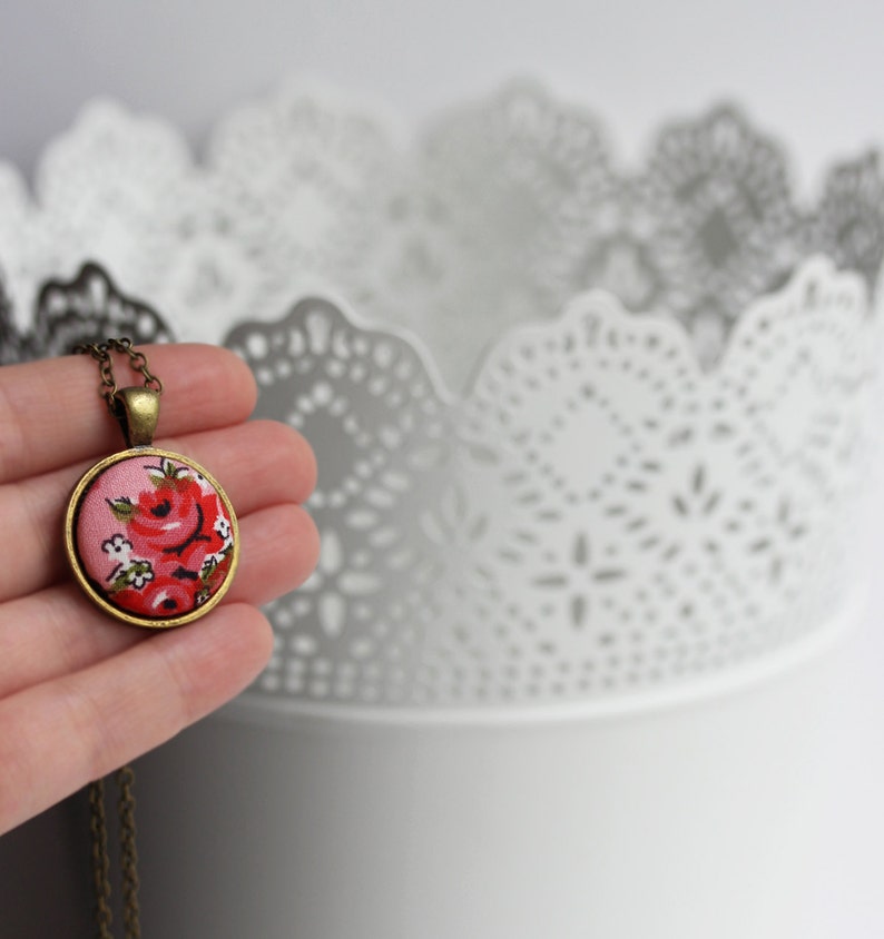Red Rose Necklace Cute Small Pendant Boho Wedding Pink - Etsy
