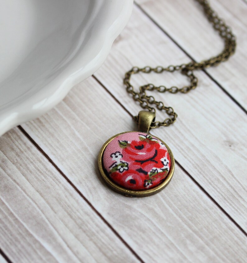 Red Rose Necklace Cute Small Pendant Boho Wedding Pink - Etsy