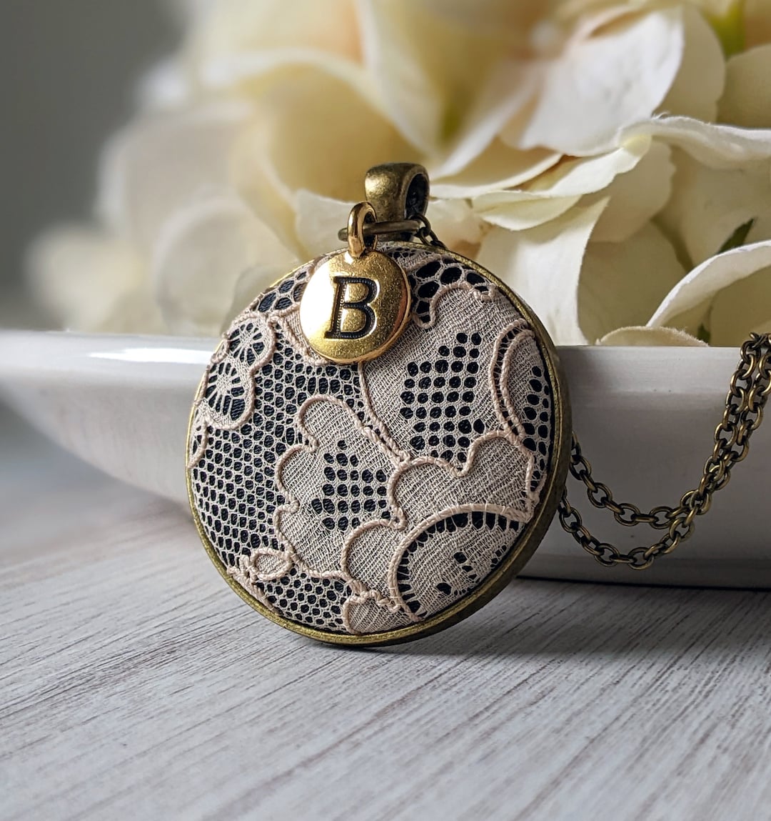 Vintage Lace Necklace, Personalized Initial Pendant Jewelry, 2nd, 8th ...