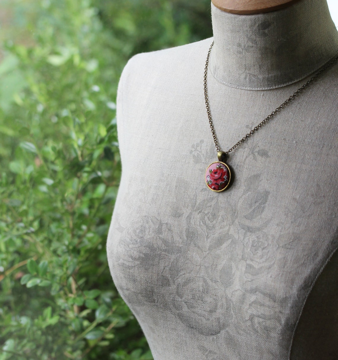 Red Rose Necklace Cute Small Pendant Boho Wedding Pink - Etsy
