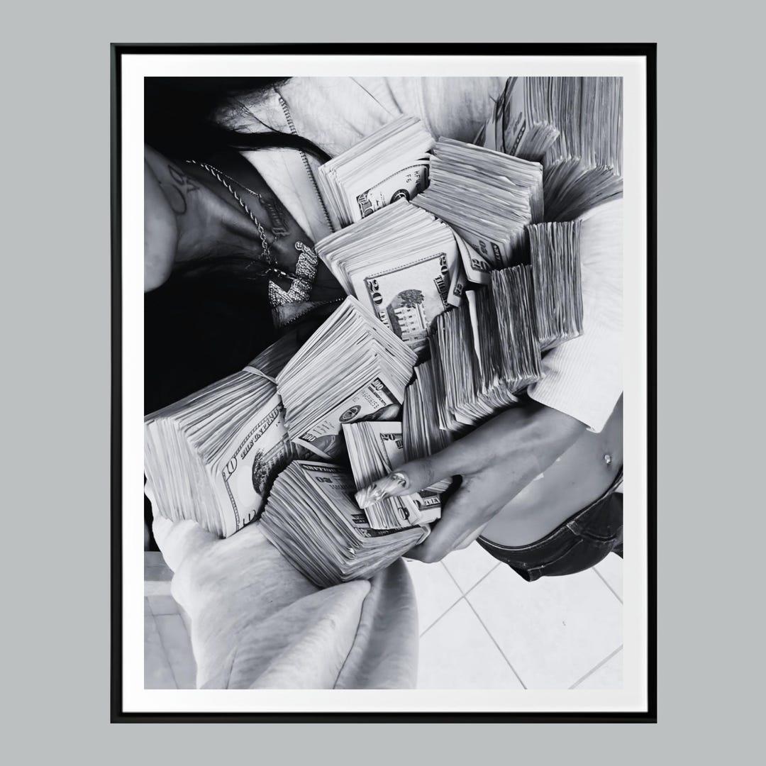 Stacks of Money Print, Hustle Motivation Wall Art, Cash Aesthetic ...