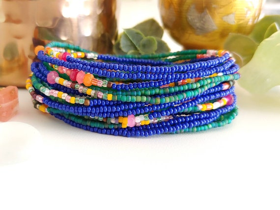 Azure Long Seed Bead Wrap Bracelet or Necklace | Etsy