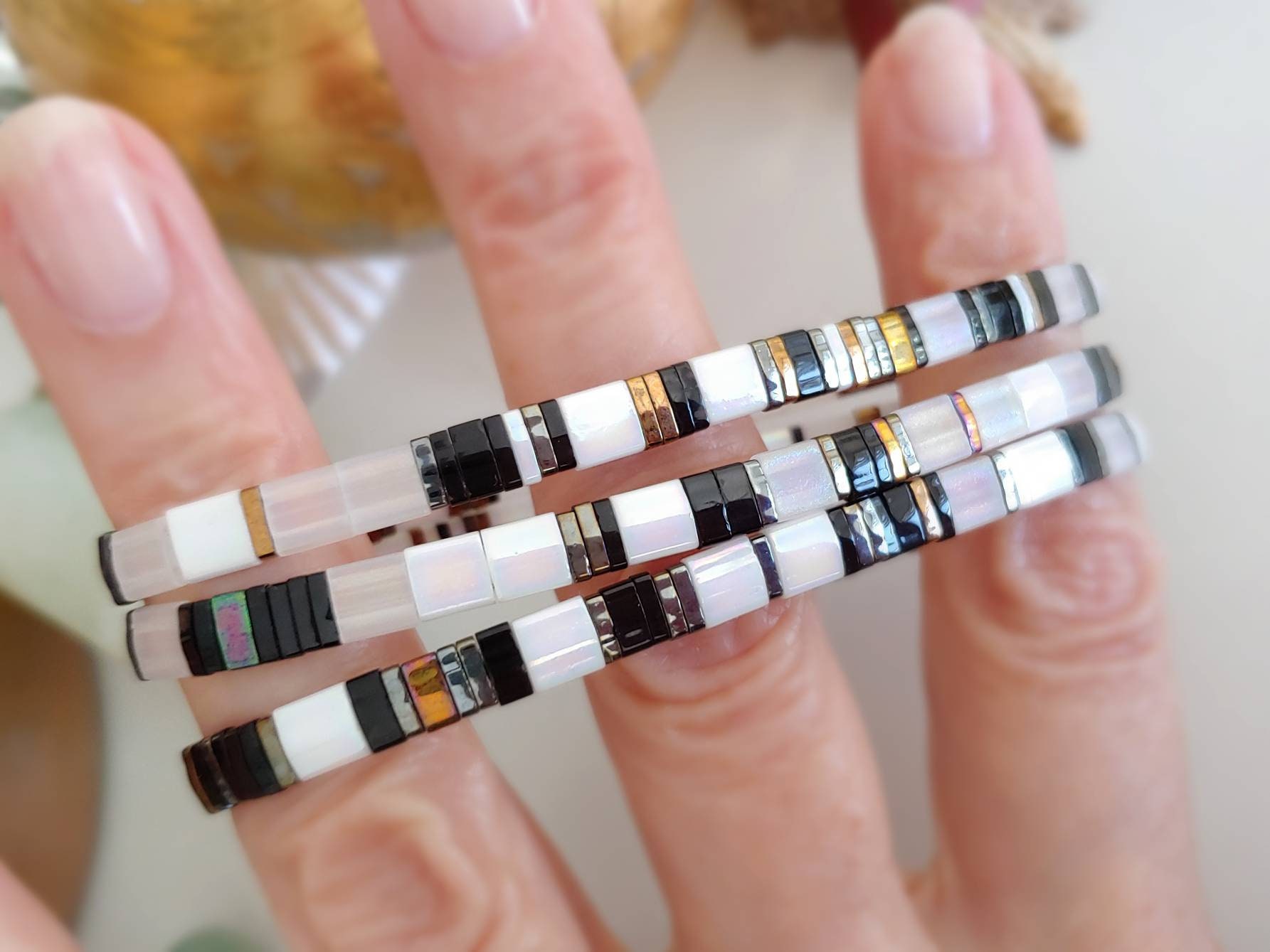 Tuxedo Tila Stack Bracelets More Colors Available | Etsy