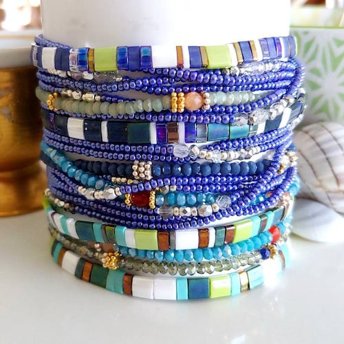 Sandy Beaded Wrap Bracelet With Jasper Labradorite Coral and | Etsy