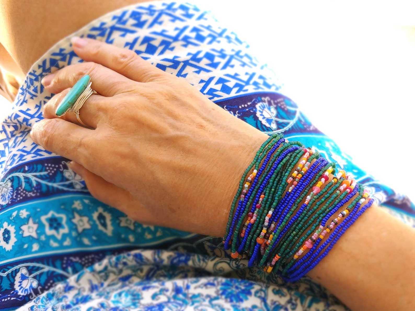 Azure Long Seed Bead Wrap Bracelet or Necklace - Etsy