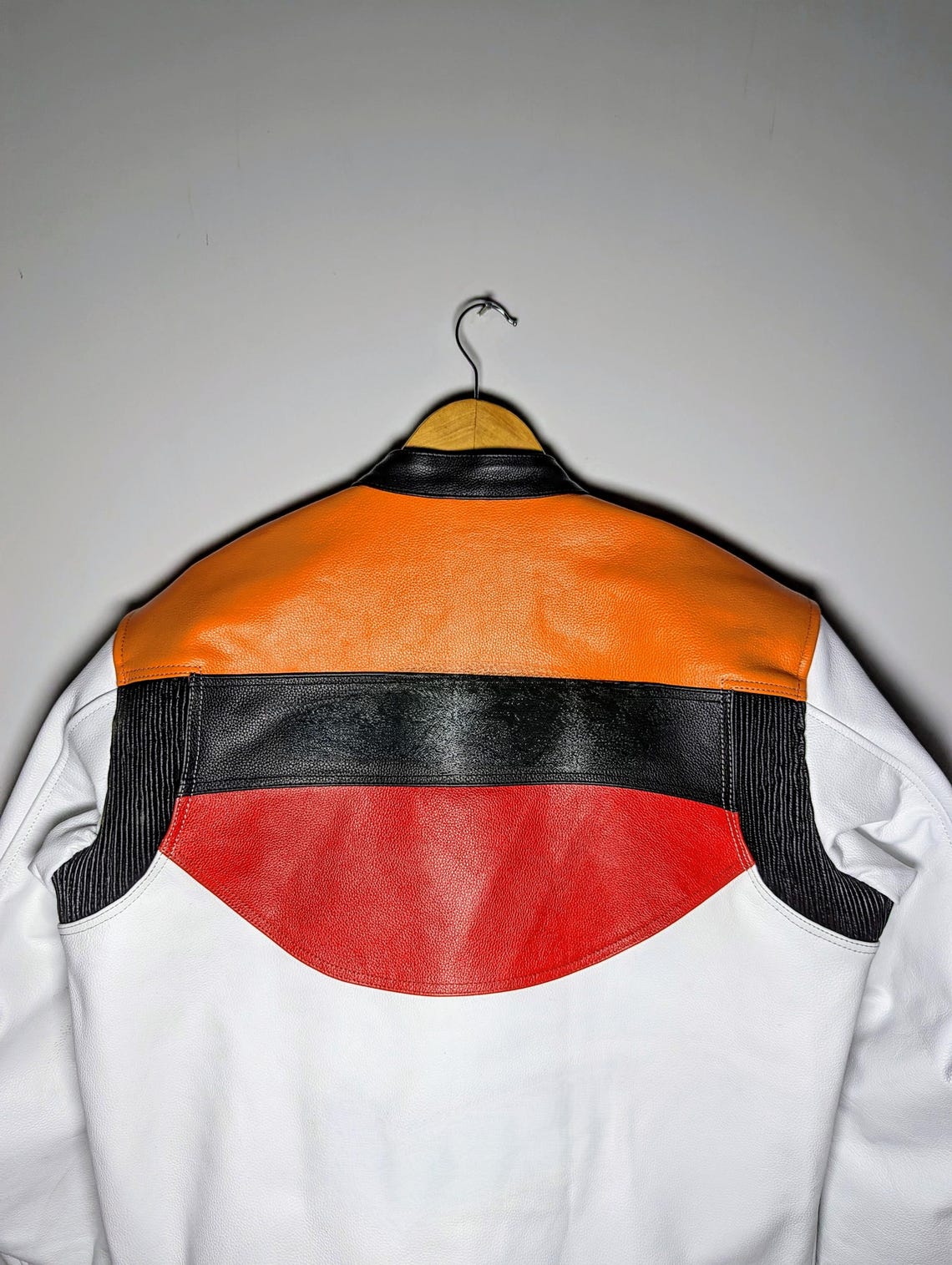 Limited Edition Oversized Retro Colorblock Leather Jacket – Bold Style ...