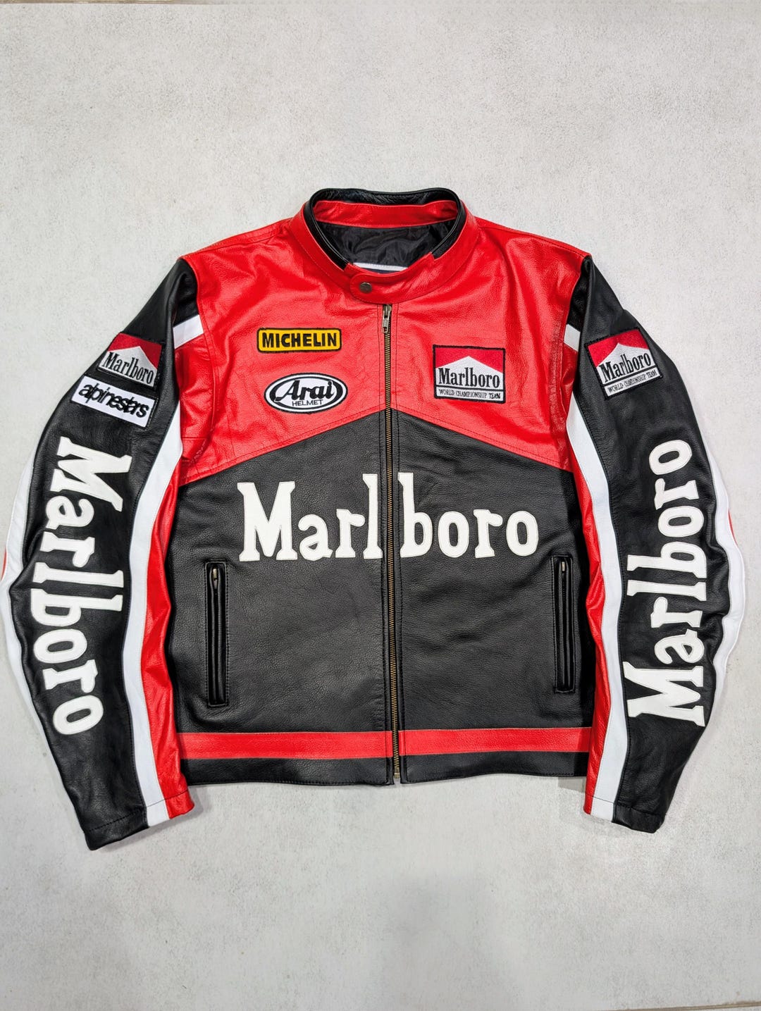 Vintage Marlboro Racing Leather Jacket - Rare Motorsport Streetwear ...