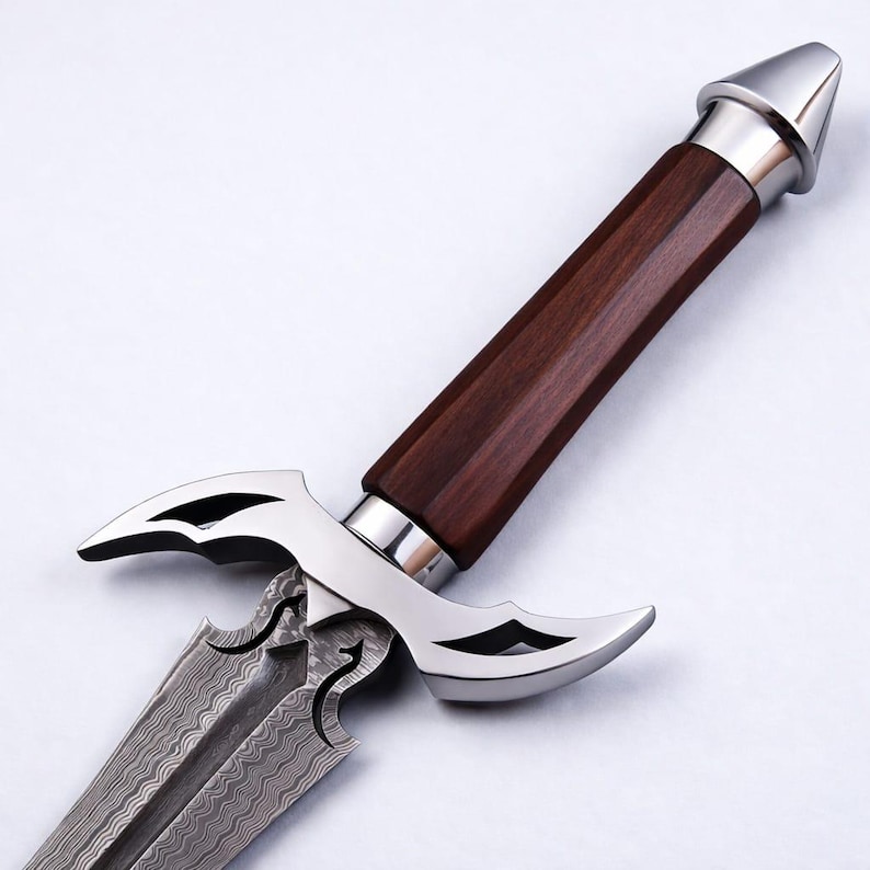 Handmade Damascus Steel Dagger, Unique Custom Knife With Rosewood ...