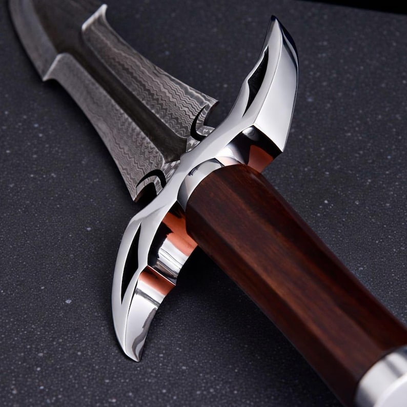 Handmade Damascus Steel Dagger, Unique Custom Knife With Rosewood ...
