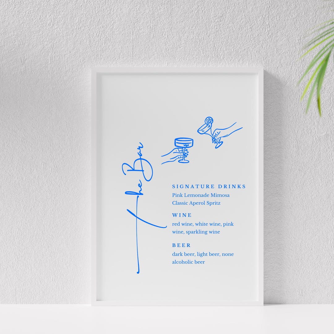 Blue Bar Menu Sign Template: Drink List Signature Cocktails Drinks ...