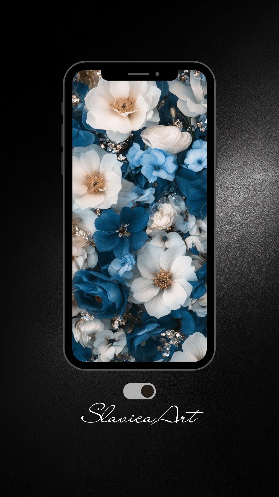 Blue Floral Digital Wallpaper for Phone, Featuring Soothing Shades of ...
