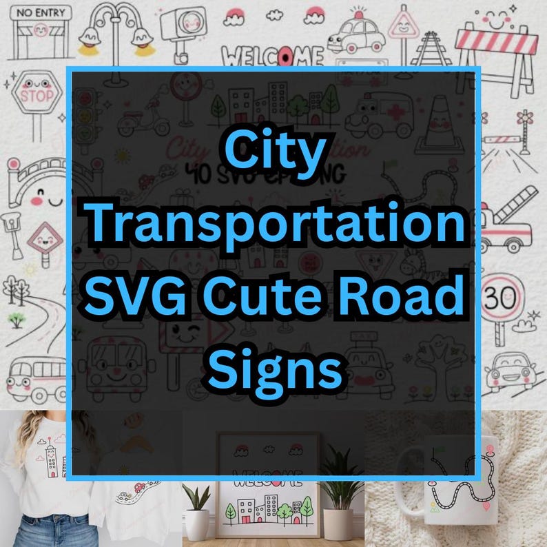 City Transportation SVG Cute Road Signs - Etsy