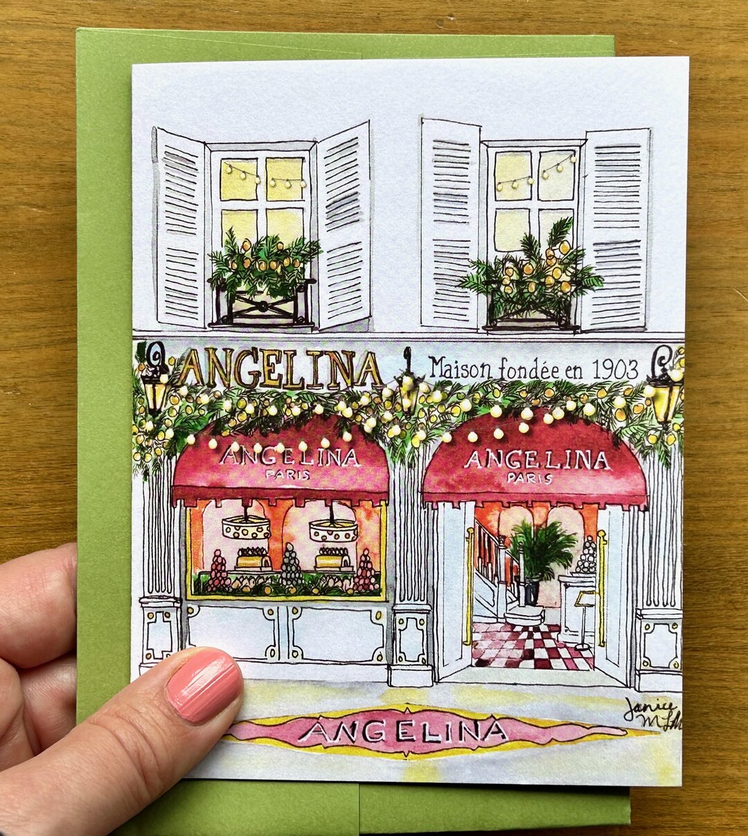 Paris Note Card Angelina Cafe | Blank Card | Stationery | Greeting Card ...
