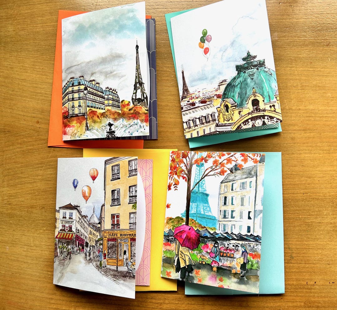 Paris Art Notecard Set | Blank Cards | Stationery | Janice Macleod - Etsy