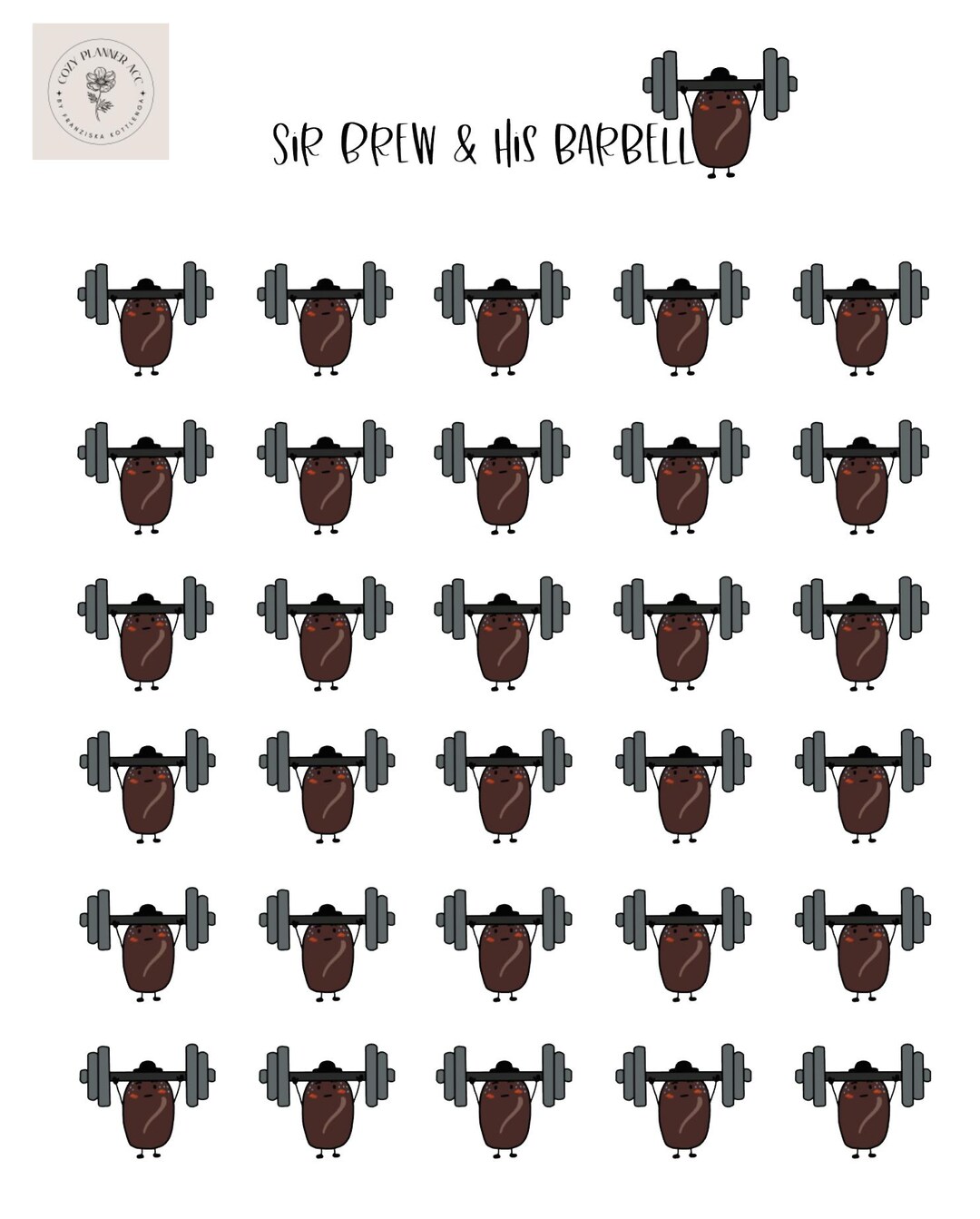 Sticker Sheet - Mini Sir Brew & His Barbell - Etsy