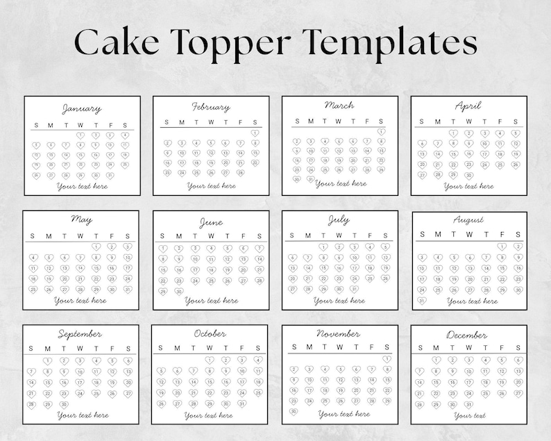 Heart Cake Toppers 2025 Calendar, Burn Away Cake Topper Calendar ...