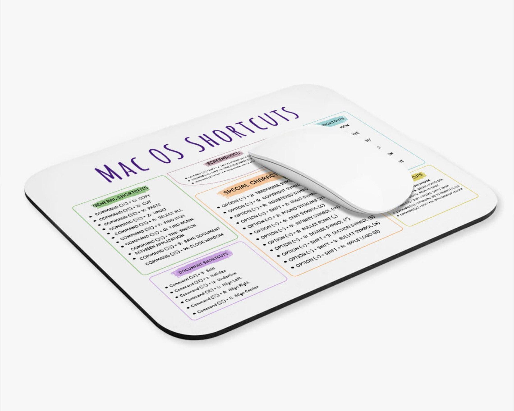 Mac OS Keyboard Shortcuts Mouse Pad (rectangle) Version 2; Mac Keyboard ...