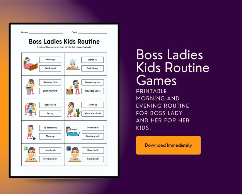 Smart Kid's Routine Game Printable | Daily Task Chart for Kids, Morning ...
