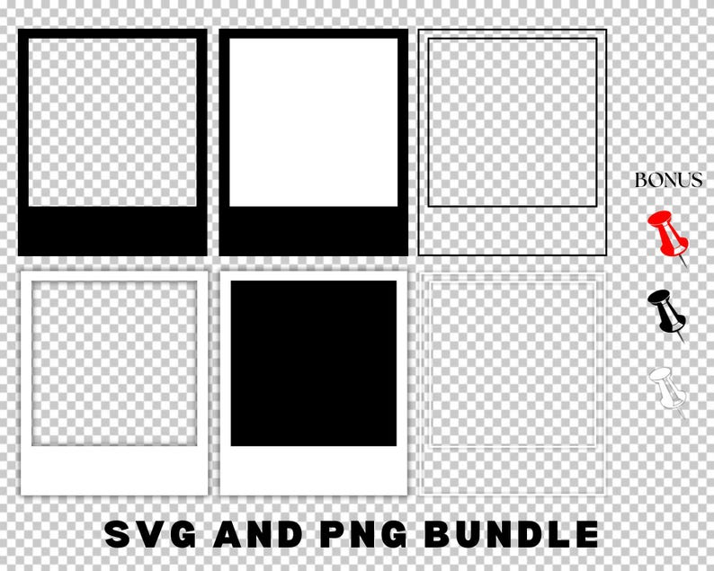 Retro Picture Frames SVG & PNG Bundle With Bonus Pins, Instant Digital ...