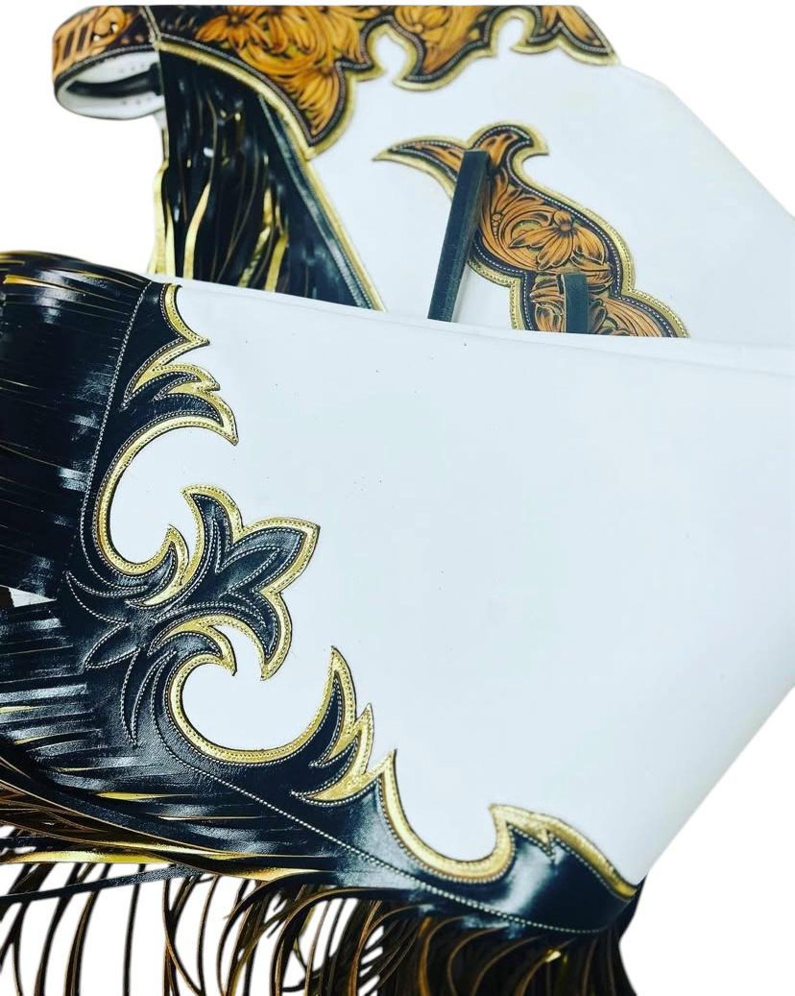 Hand-tooled Leather Rodeo Chaps | Custom Western Chaps | Fringe Bull ...