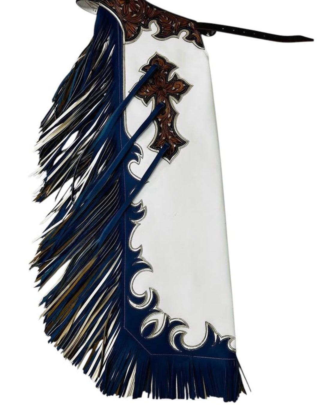 Hand-tooled Leather Rodeo Chaps | Custom Western Chaps | Fringe Bull ...