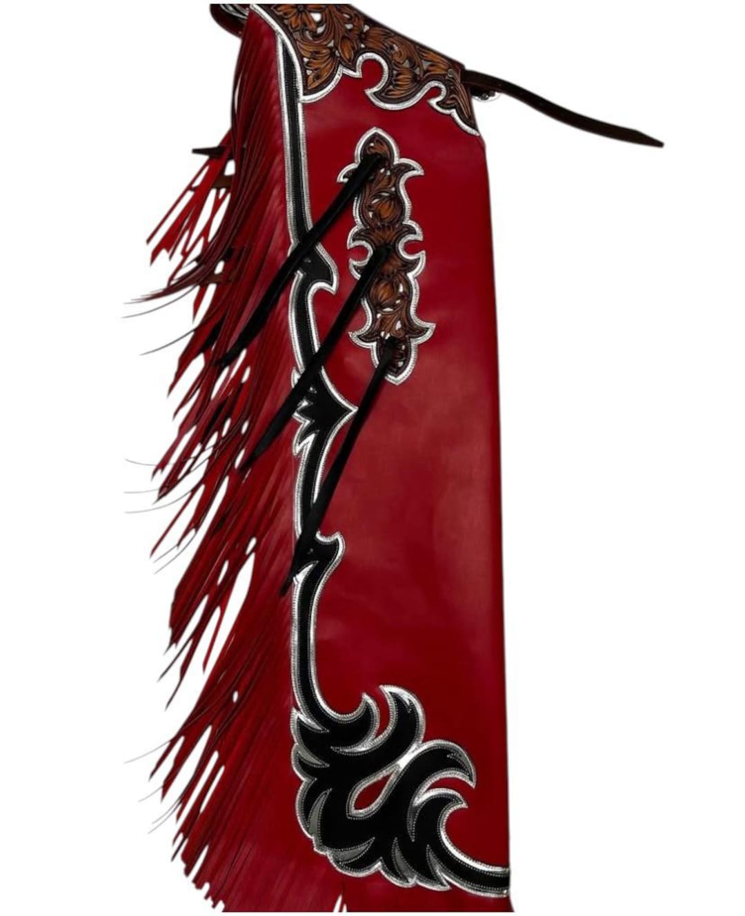 Hand-tooled Leather Rodeo Chaps | Custom Western Chaps | Fringe Bull ...