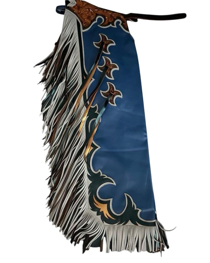 Hand-tooled Leather Rodeo Chaps | Custom Western Chaps | Fringe Bull ...