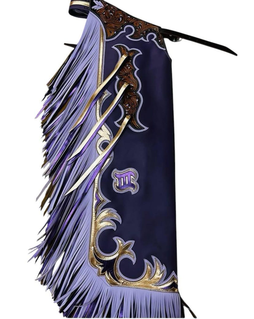 Hand-tooled Leather Rodeo Chaps | Custom Western Chaps | Fringe Bull ...