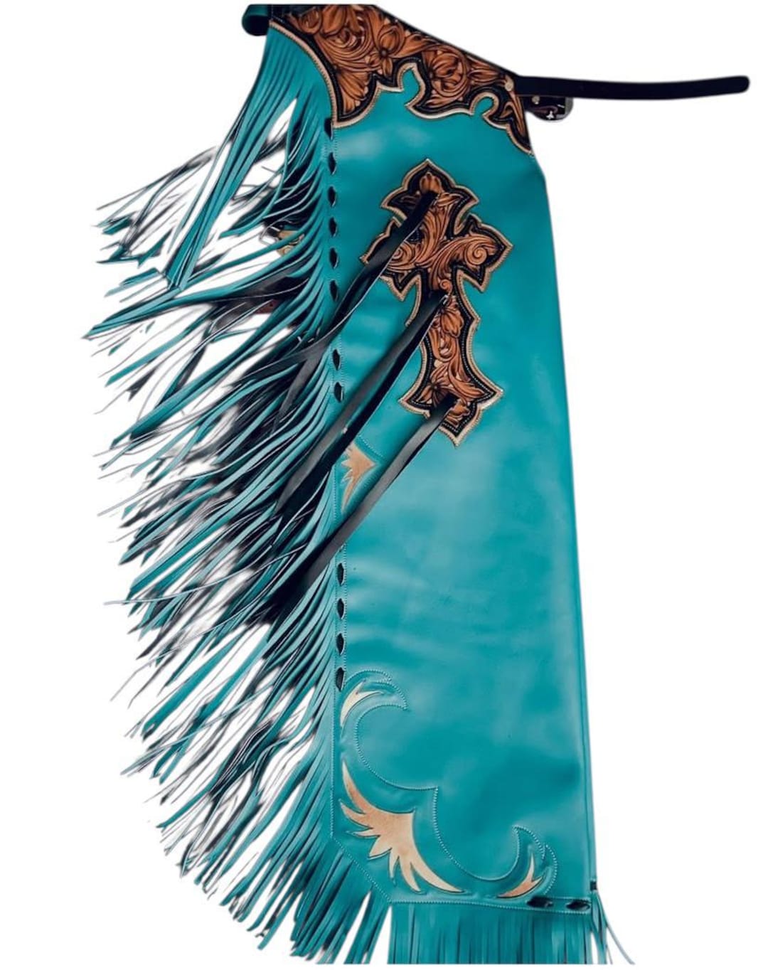 Premium Hand-tooled Leather Rodeo Chaps | Custom Western Chaps | Fringe ...