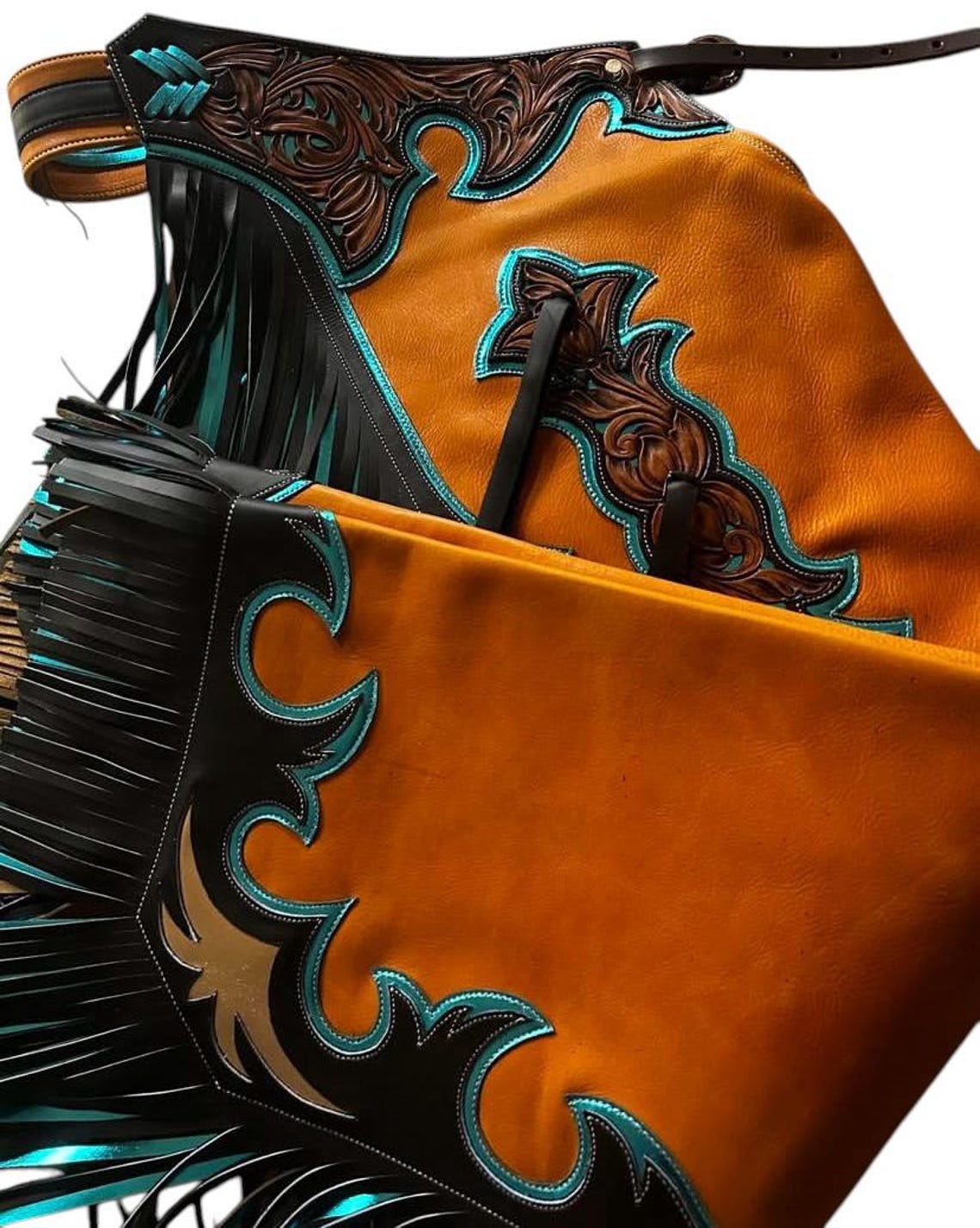 Hand-tooled Leather Rodeo Chaps: Custom Western Bull Riding Gear - Etsy