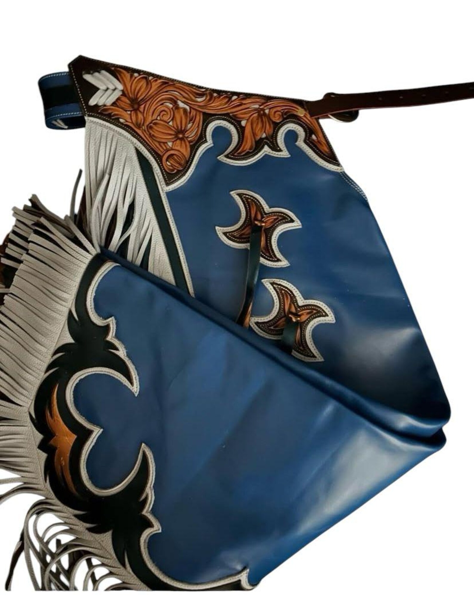 Hand-tooled Leather Rodeo Chaps | Custom Western Chaps | Fringe Bull ...