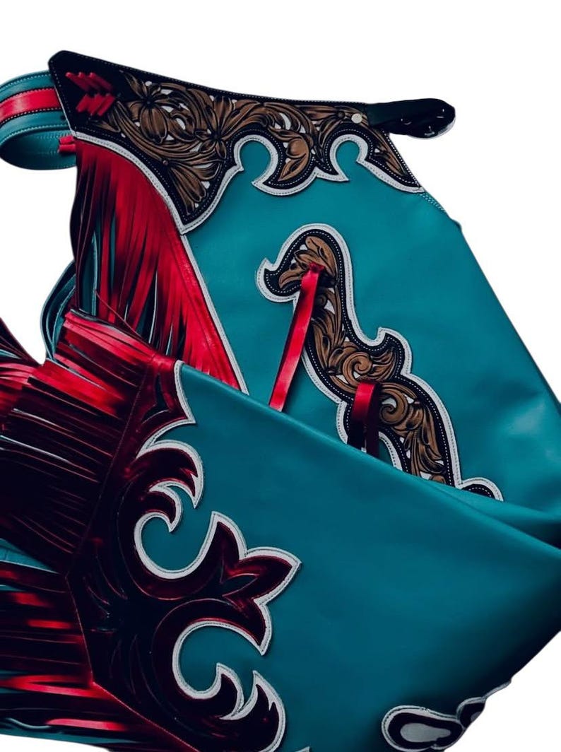 Hand-tooled Leather Rodeo Chaps: Turquoise Western Show Gear - Etsy
