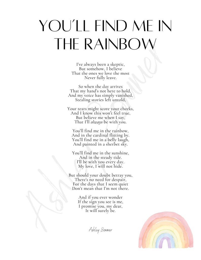 Poem for Grieving Loved Ones - Printable Poem - Etsy