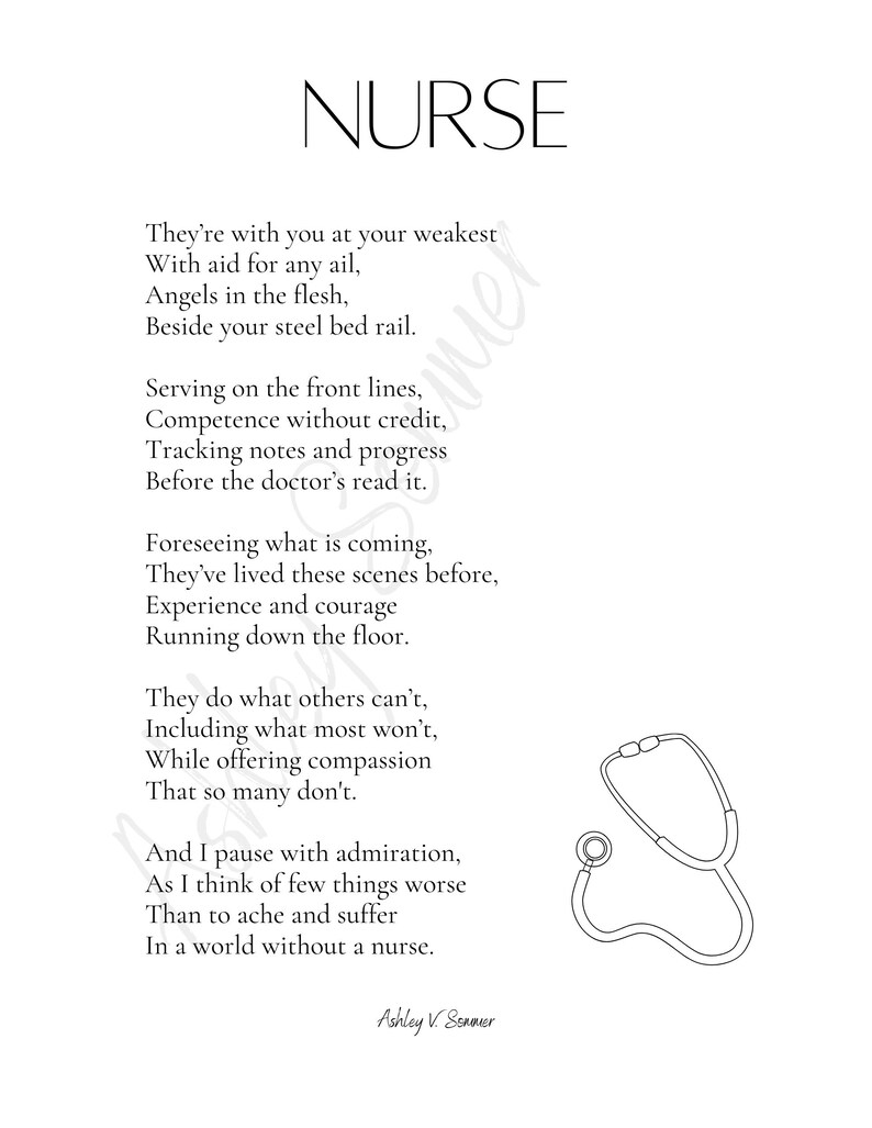 Nurse Appreciation Poem - Etsy